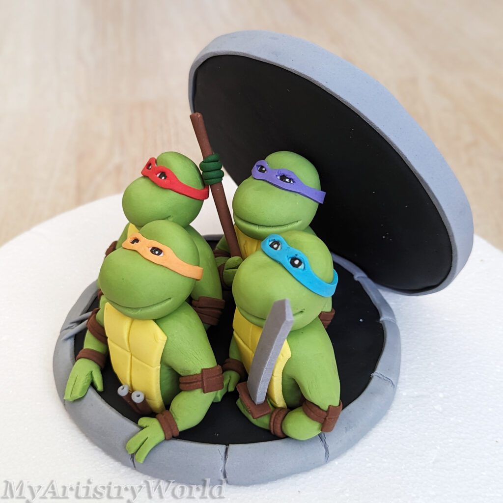 Ninja Turtles coming out of Sewer cake topper - My Artistry World